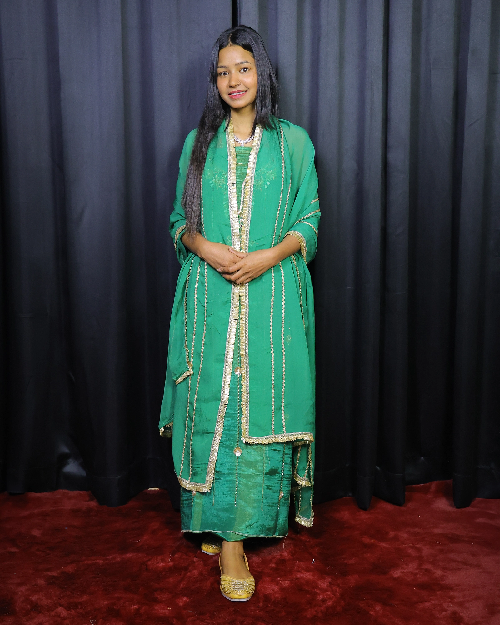 Rama Green Color Stone Work Suit - Aano Edition